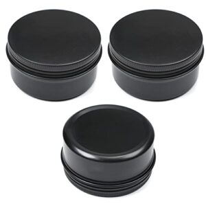 Othmro 3pcs 2.7oz Metal Round Tins Aluminum Tin Cans Containers with Screw Lid, 68 * 35mm(DxH) Black tin cans for Salve, Spices, Lip Balm, Tea or Candies 80ml