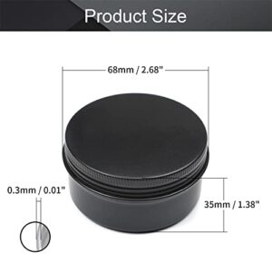 Othmro 3pcs 2.7oz Metal Round Tins Aluminum Tin Cans Containers with Screw Lid, 68 * 35mm(DxH) Black tin cans for Salve, Spices, Lip Balm, Tea or Candies 80ml