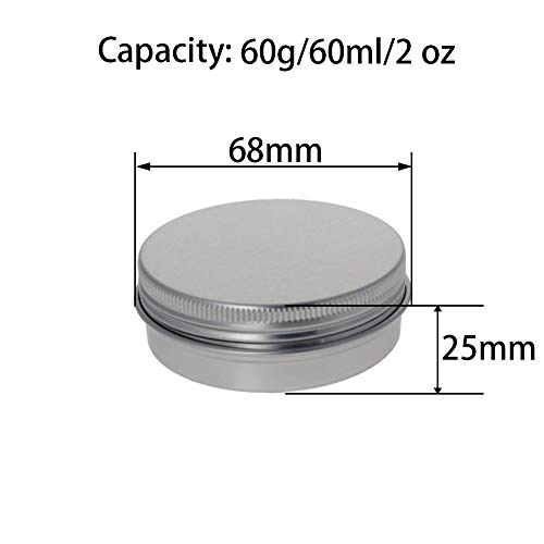 Othmro 30Pcs 2oz Metal Round Tins Aluminum Tin Cans Jar Refillable Containers 60ml Tin Cans Tin Containers Bottles with Screw Lid for Salve Spices Lip Balm Tea Candies Silver 2.67×0.98inch