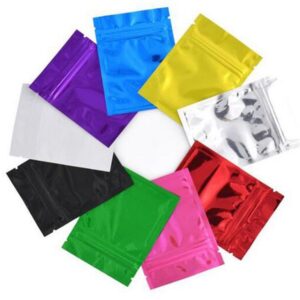 100 PCS Colorful Self Sealing Vacuum Aluminum Foil Packaging Bags Ziplock Mylar Packing Pouch Wholesale Heat Sealing Food Grade Sample Storage Bags Pouches Perfect for Sample Giveaway (7.5 * 6.5cm)