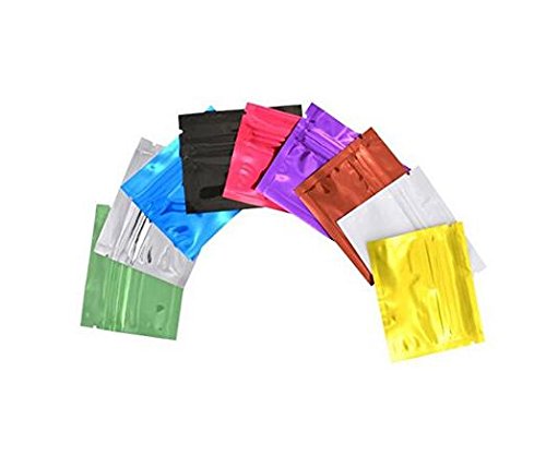 100 PCS Colorful Self Sealing Vacuum Aluminum Foil Packaging Bags Ziplock Mylar Packing Pouch Wholesale Heat Sealing Food Grade Sample Storage Bags Pouches Perfect for Sample Giveaway (7.5 * 6.5cm)