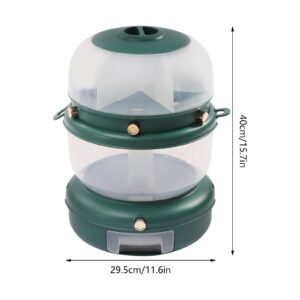 DYNAMI 7-in-1 Cereal Storage Container, Double Layer 360° Rotating Grain Storage Food Dispenser,Large 19Lbs Airtight Food Storage Container for Grain, Beans, Rice (Dark Green)