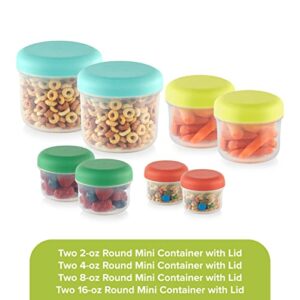 Snapware Meal Prep 16-Pc Plastic Mini Kit with Lids, 16-Oz, 8-Oz, 4-Oz, and 2-Oz Round Salad Dressing Container Set, Non-Toxic, BPA-Free Lid Plastic Cups, Microwave, Dishwasher, and Freezer Safe