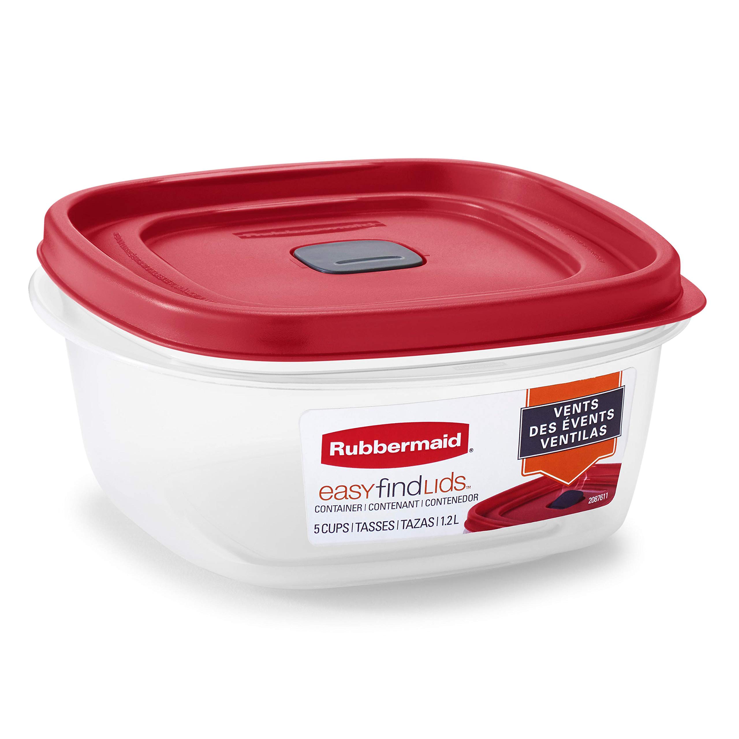 Rubbermaid Easy Find Lids 7-Cup Food Storage and Organization Container, Racer Red & Easy Find Lids 5-Cup Food Storage and Organization Container, Racer Red