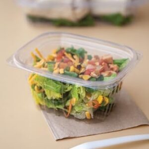 Eco-Products Clear Disposable Rectangular Deli Container with Lid, Eco-Friendly Compostable PLA Plastic Food Container, 16 oz, Case of 300