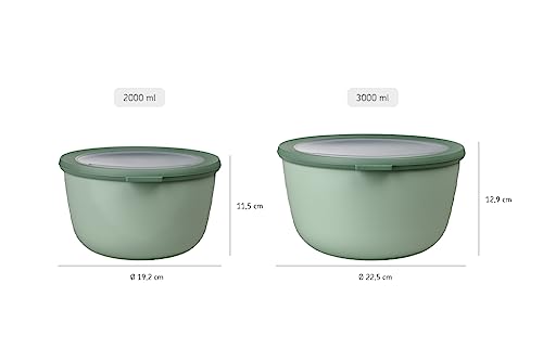 MEPAL, Cirqula Multi Food Storage and Serving Bowl with Lid, Food Prep Container, Nordic Green, 3.2 Quarts (3 Liters, 101 ounces), 1 Count