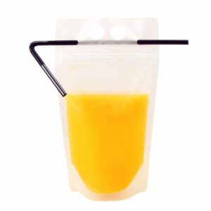 Muka 50 PCS 8 OZ Reusable Frosted Stand up Juice Pouches with Reusable Straws, Hand-held, 4 Mil