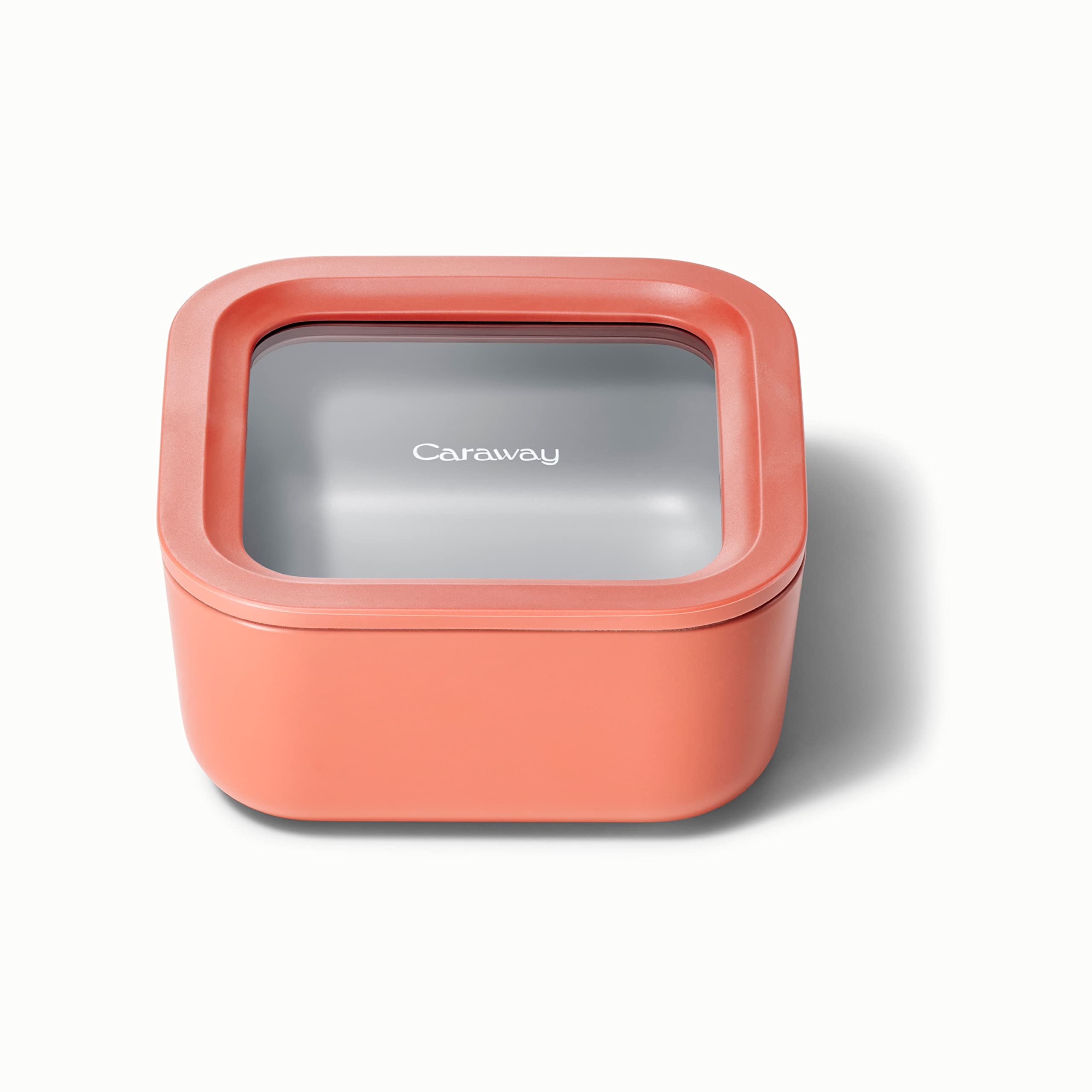 Caraway Glass Food Storage - 4.4 Cup Glass Container - Ceramic Coated Food Container - Non Toxic, Non Stick Lunch Box Container with Glass Lids. Dishwasher, Oven, & Microwave Safe - Perracotta