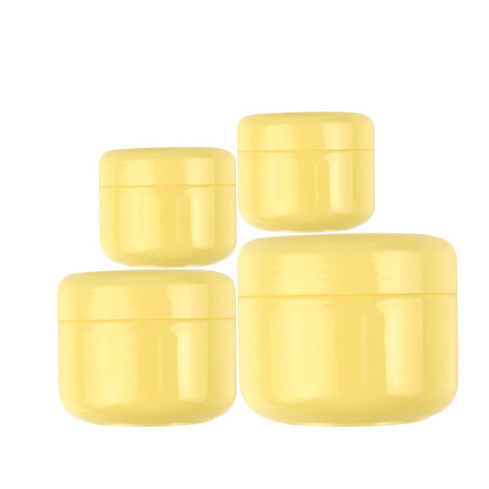 20 Pcs 100ml Plastic Cream Container Round Yellow Jars Face Cream Lotion Pot Cosmetics Storage Container DIY Makeup Sample