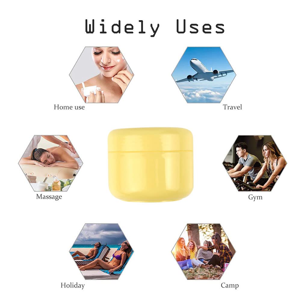 20 Pcs 100ml Plastic Cream Container Round Yellow Jars Face Cream Lotion Pot Cosmetics Storage Container DIY Makeup Sample