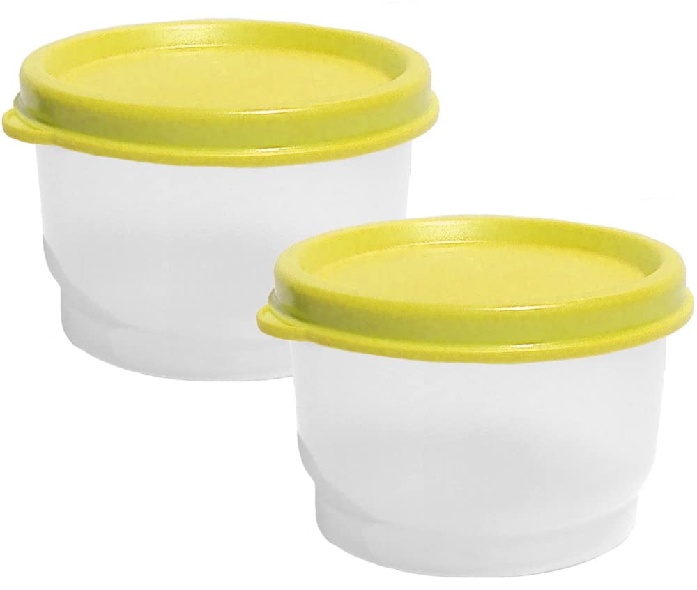 Tupperware 4 Ounce Snack Cups Set of 2 with Yellow Green Seals