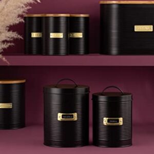 Typhoon Living Otto Airtight Tea Storage Canister with Bamboo Lid, 1.4 Litre, Matte Black/Gold