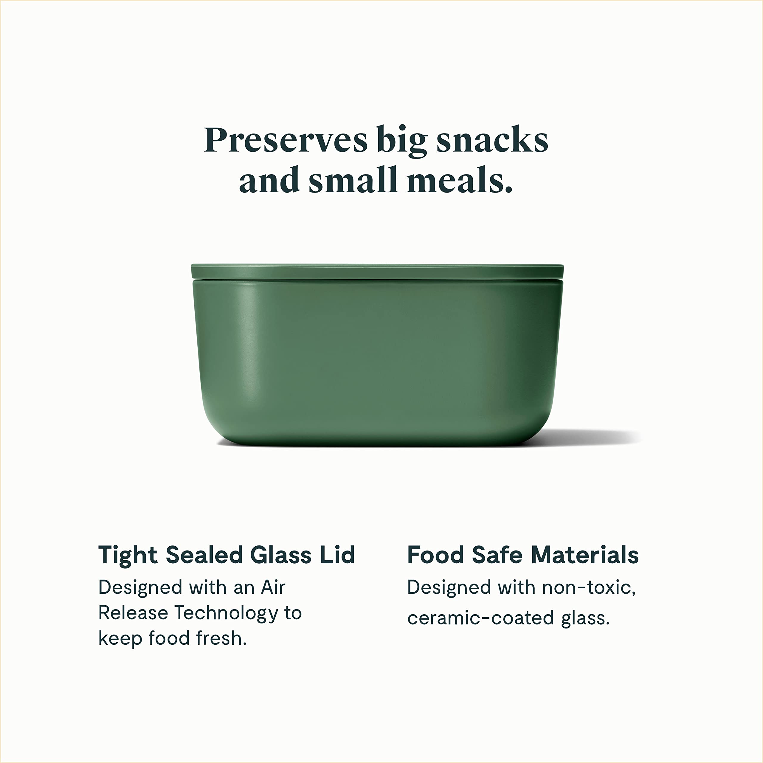 Caraway Glass Food Storage, 10 Cup Glass Container - Ceramic Coated Food Container - Easy to Store, Non Toxic, Non Stick Lunch Box Container with Glass Lids. Dishwasher, Oven, & Microwave Safe - Sage