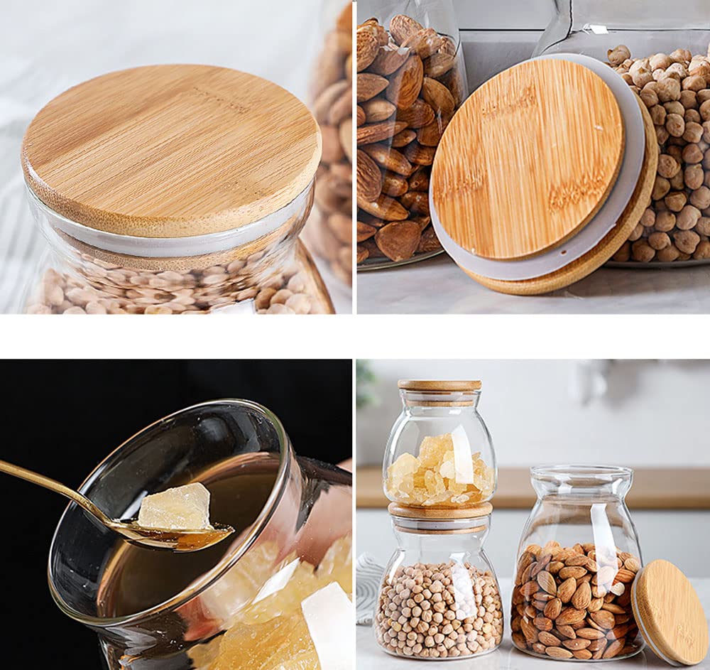 RockTrend Clear Glass Food Sealed Storage Container Spice Jar Coffee Bean Storage Jar with Wooden Lid