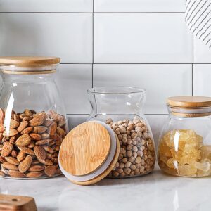 RockTrend Clear Glass Food Sealed Storage Container Spice Jar Coffee Bean Storage Jar with Wooden Lid