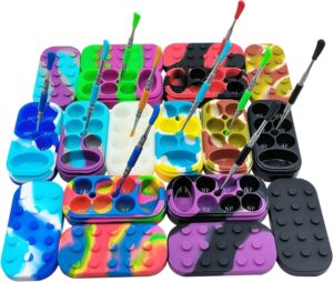 vitakiwi 34ml silicone wax container multi compartment 6+1 non-stick oil jar with carving tools multi-use (10)