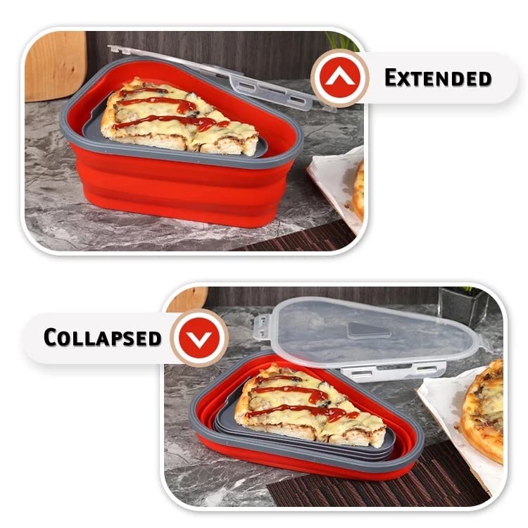 Wavebox Silicone Expandable Foldable Reusable Leftover Pizza Slice Storage Container