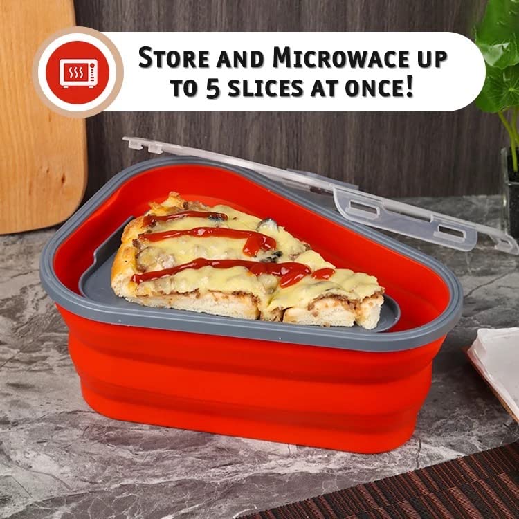 Wavebox Silicone Expandable Foldable Reusable Leftover Pizza Slice Storage Container