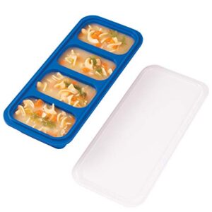 HIC Kitchen Prep-N-Freeze Portion Tray with Lid, Collapsible LFGB Silicone, 6-Ounce Sections