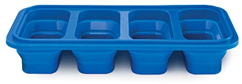 HIC Kitchen Prep-N-Freeze Portion Tray with Lid, Collapsible LFGB Silicone, 6-Ounce Sections