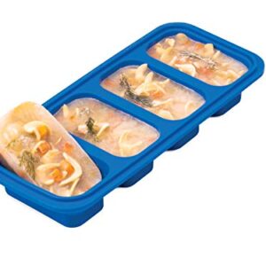 HIC Kitchen Prep-N-Freeze Portion Tray with Lid, Collapsible LFGB Silicone, 6-Ounce Sections