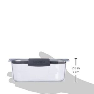 Sistema Food Storage Container, 920 ml, Clear with Grey Clips and Seal