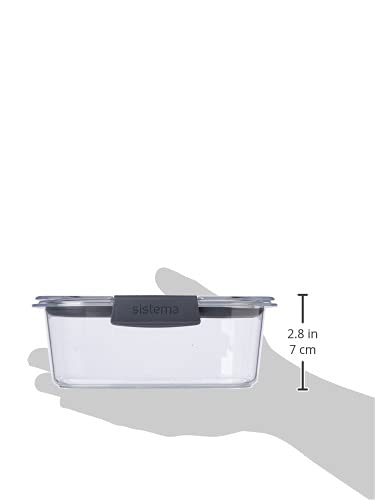 Sistema Food Storage Container, 920 ml, Clear with Grey Clips and Seal