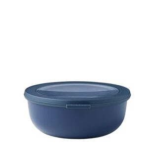 MEPAL, Cirqula Multi Food Storage and Serving Bowl with Lid, Food Prep Container, Shallow, Nordic Denim, 1.3 Quarts (1.25 Liters, 42 ounces), 1 Count