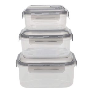 Home Basics Food Storage Containers, 3-SIZES, Grey/Clear