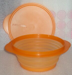 1 tupperware flat out orange 4 cup size bowl with seal