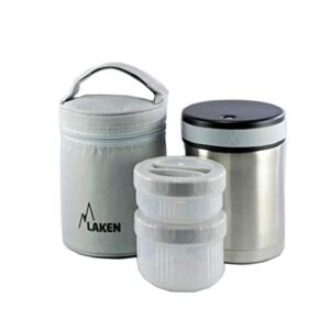 Laken Thermo Vacuum Insulated Stainless Steel Food Jar Container w/Cover and 2 PP Containers