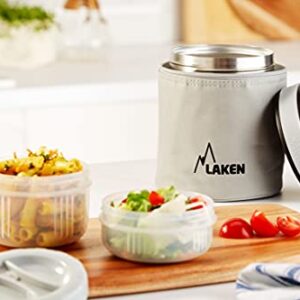 Laken Thermo Vacuum Insulated Stainless Steel Food Jar Container w/Cover and 2 PP Containers