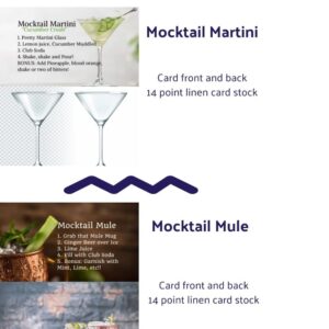 Easy Order Mocktail Cards, 20 Count Variety Pack - Hand to Bartender Or Server to Get Exactly What You Want - Mocktail Recipe Book for Dry January (Mocktail Variety Pack)