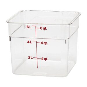 camsquare food container, 6 qt, 8-3/8'' x 8-3/8'' x 7-1/4'', clear, orange graduation, (6 pieces/unit)