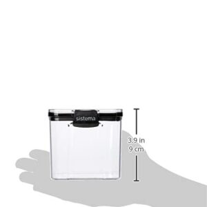 Sistema Ultra Collection Square Food Storage Container, 23.6 oz./0.7 L, Clear/Black