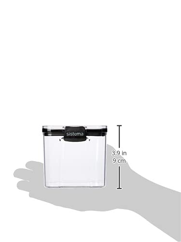 Sistema Ultra Collection Square Food Storage Container, 23.6 oz./0.7 L, Clear/Black