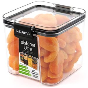 sistema ultra collection square food storage container, 23.6 oz./0.7 l, clear/black