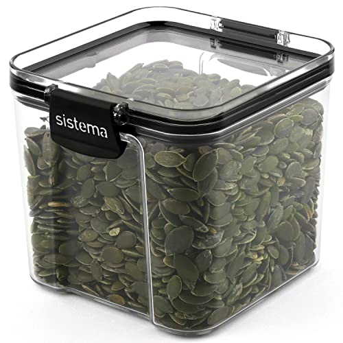 Sistema Ultra Collection Square Food Storage Container, 23.6 oz./0.7 L, Clear/Black