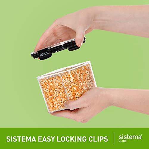 Sistema Ultra Collection Square Food Storage Container, 23.6 oz./0.7 L, Clear/Black