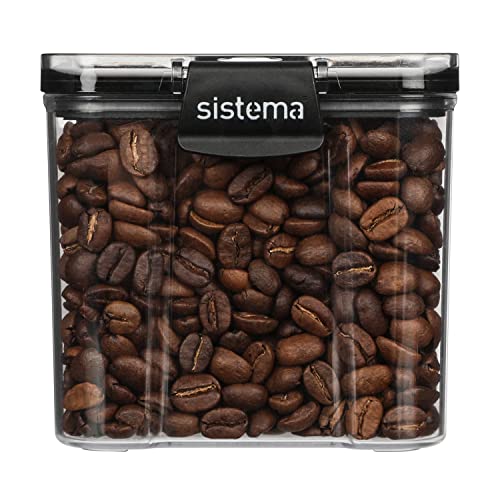 Sistema Ultra Collection Square Food Storage Container, 23.6 oz./0.7 L, Clear/Black