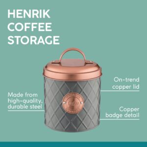 Typhoon Henrik Grey Lid Coffee Storage Canister with Copper Lid, 12 CM