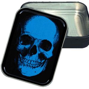 Stash Tins Blue Skull Storage Container 4.37" L x 3.5" W x 1" H