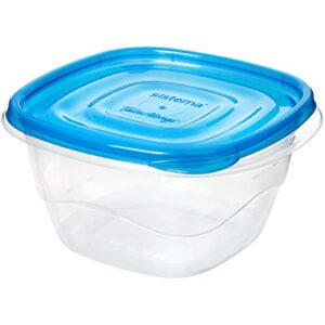 Sistema Takealongs 1.2L Deep Square 4 Pack Food Storage Containers, 1.2 Litre, Clear with Blue Lid