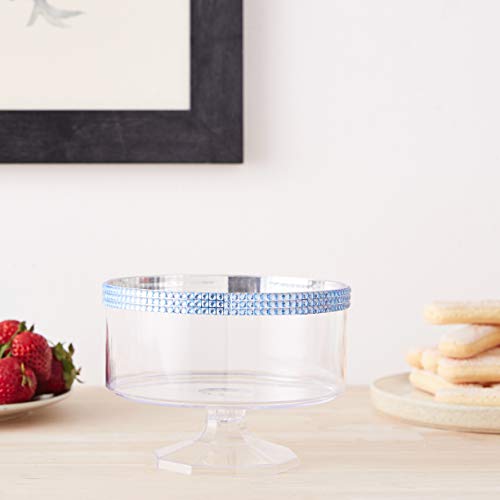 Luxury Small Clear Plastic Trifle Container with Dazzling Blue Gems - 5.75" (1 Piece ) - Perfect for Desserts & Centerpieces