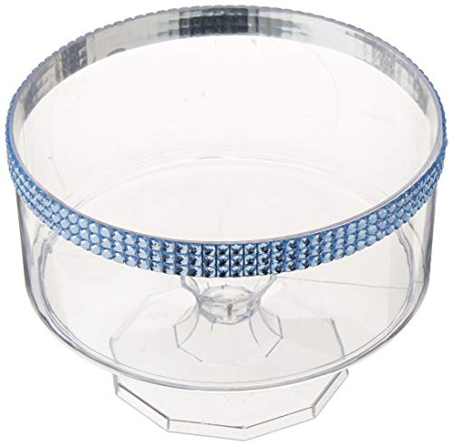 Luxury Small Clear Plastic Trifle Container with Dazzling Blue Gems - 5.75" (1 Piece ) - Perfect for Desserts & Centerpieces