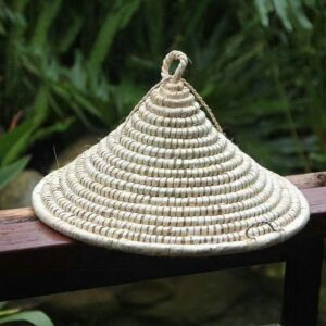 Wakauto Handmade Straw Hat Straw Weaving Pot Cover Conical Home Lampshade Cover (Beige)