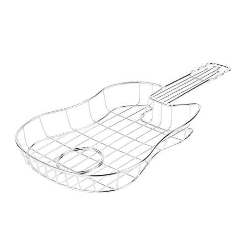 G.E.T. 4-81929 Guitar Serving Basket with One Sauce Cup Holder, Stainless Steel, Sauce Cup Sold Separately