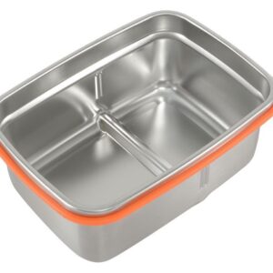 Mighty Hippo RECTANGLE Stainless Steel BENTO Food Container (Size: SMALL) - 2 Compartments (Removable Divider / Leak Proof / Dishwasher Safe / Reusable / Food Safe / Metal / BPA Free / Meal Prep)