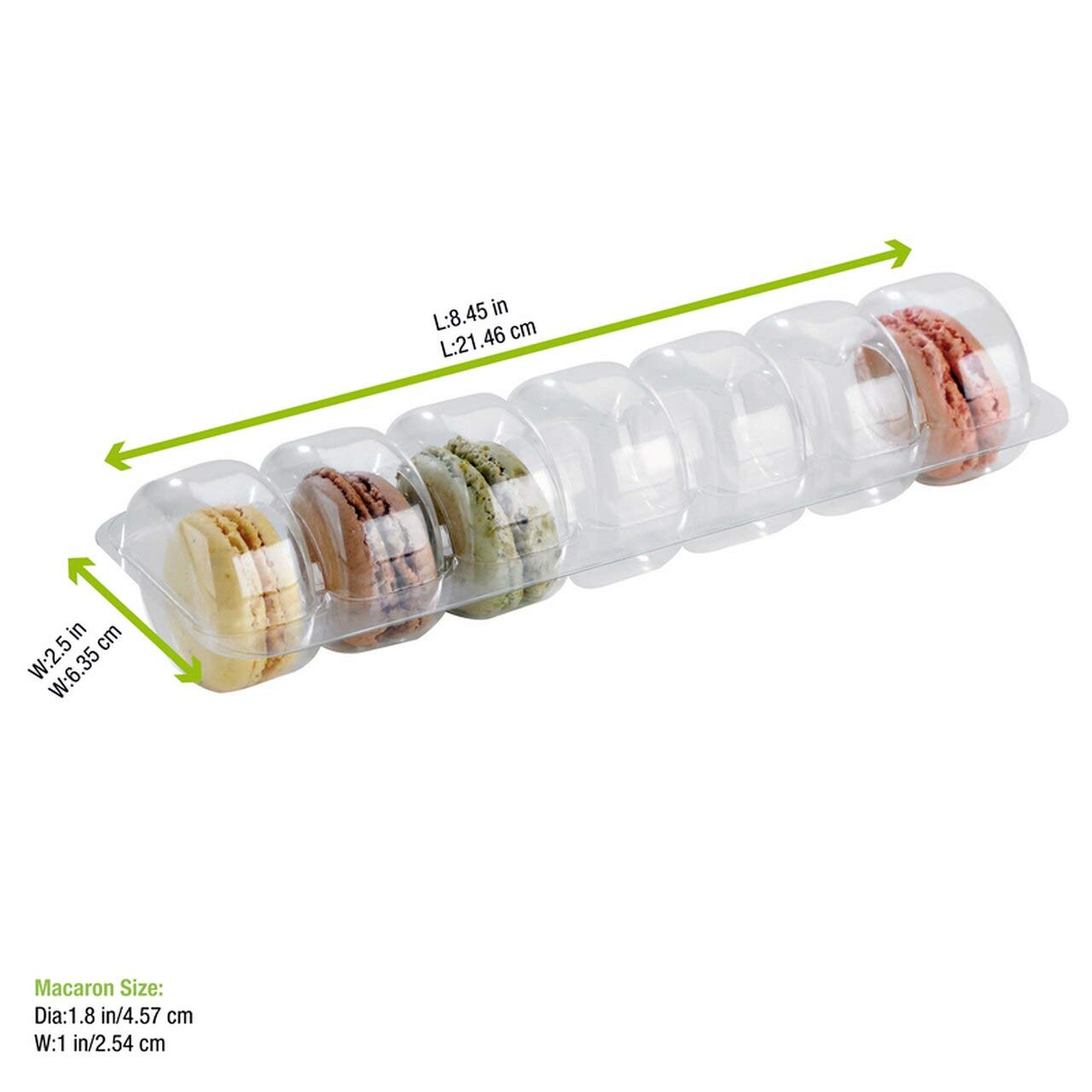 PacknWood 210MACINS7 Long Clear Insert 7 Macarons - 8.4 x 2.4 x 0.8 In44; Pack Of 150