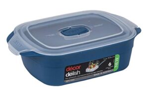 décor delish oblong 1l |food storage container |leakproof| ideal for meal prep| bpa free|dishwasher, freezer & microwave safe, blue